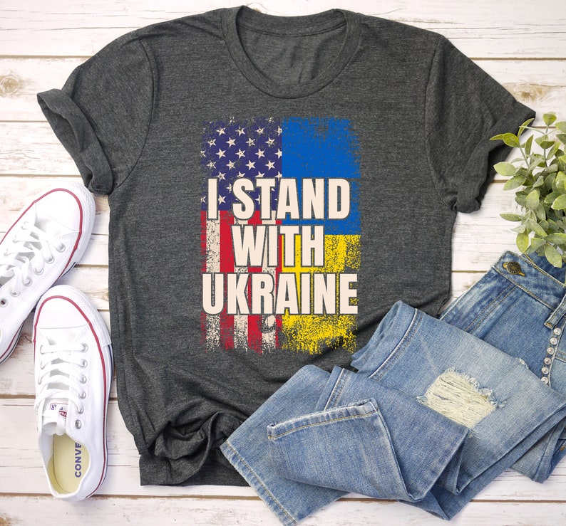 I Stand With Ukraine T-shirt, I Support Ukraine Shirt, American Flag ...