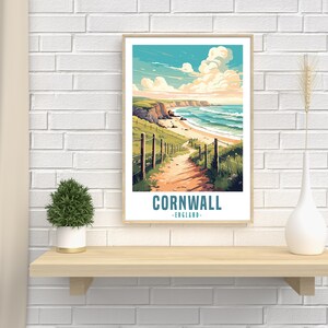 Cornwall Travel Poster, Cornwall Wall Art, Digital Illustration ...