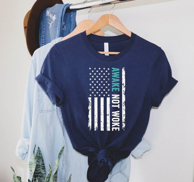Awake Not Woke T-shirt, American Flag Shirt, Conservative T-shirt ...