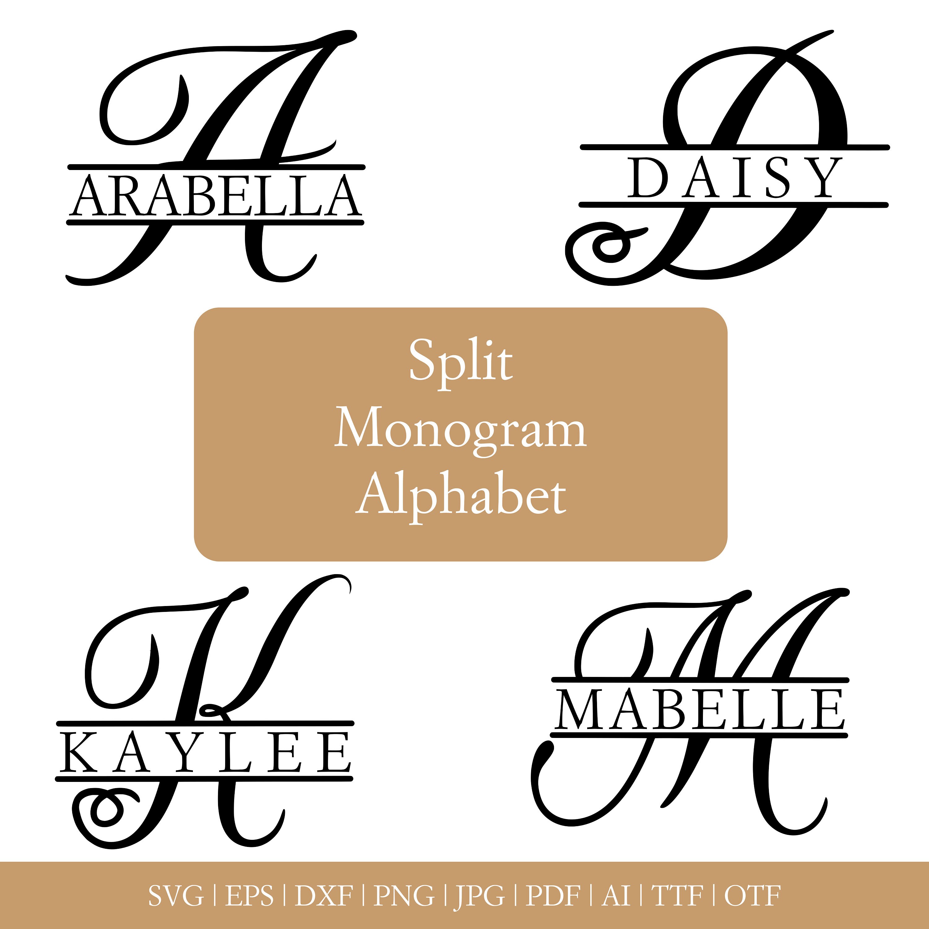 Split Monogram Alphabet SVG DXF PNG Split Monogram Frame - Etsy