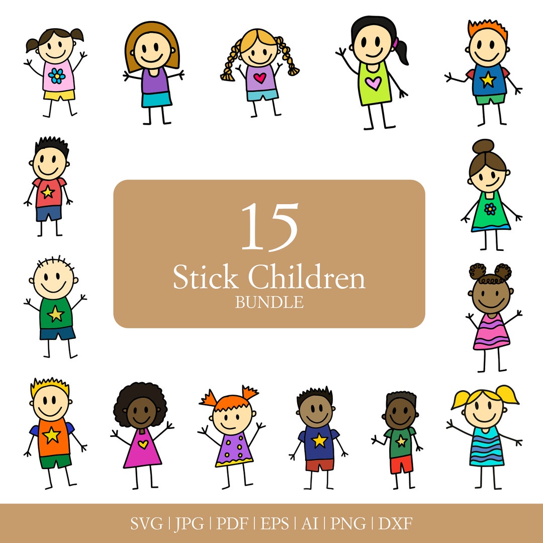 Stick Figures SVG Stick Children SVG Stick Boy Clipart - Etsy