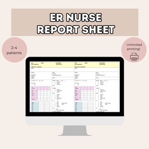 Emergency Room Nurse Report Sheet (2-4 Patients) | ER Shift Handover ...