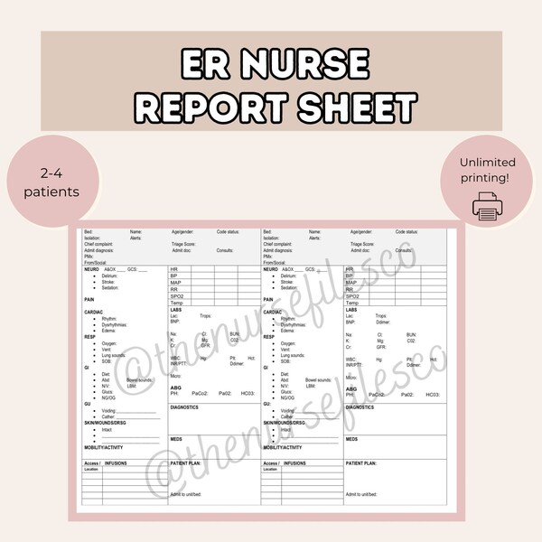 Er Report Sheet - Etsy