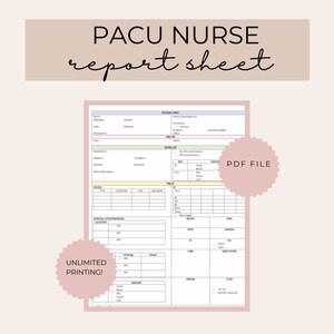PACU Nurse Report Sheet PACU Handover Recovery Room Nurse - Etsy
