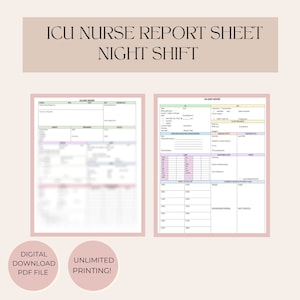 ICU Nurse Night Shift Report Sheet - Etsy