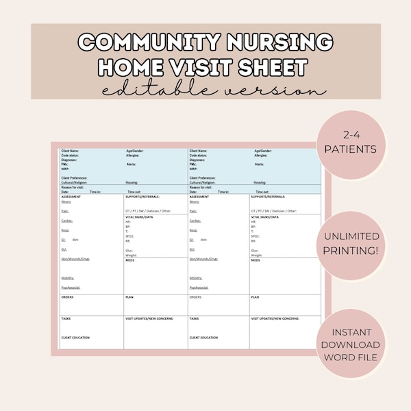 Home Health Sheet - Etsy