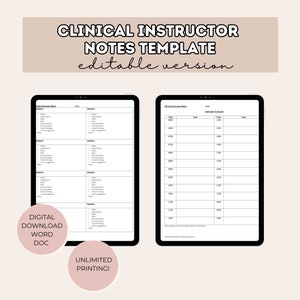 Nurse Clinical Instructor Notes (EDITABLE) | Nurse Instructor Notes - Etsy