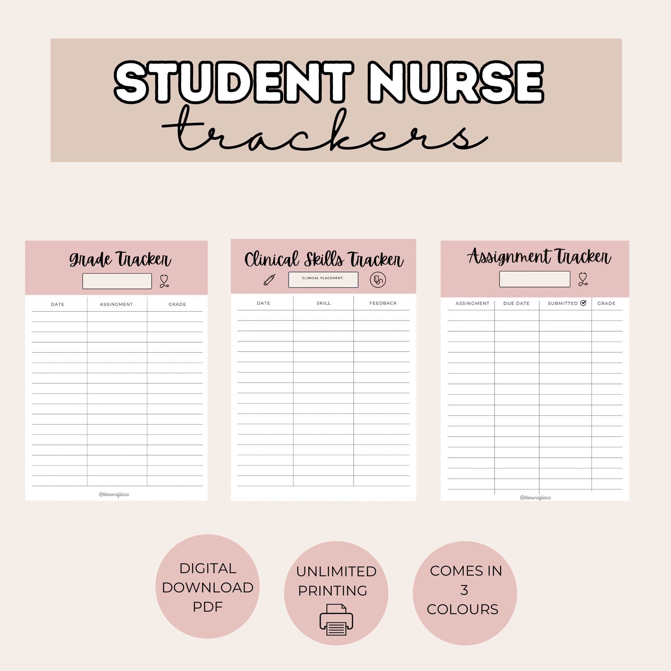 Student Nurse Tracker Bundle | Nursing Student Assignment Tracker ...