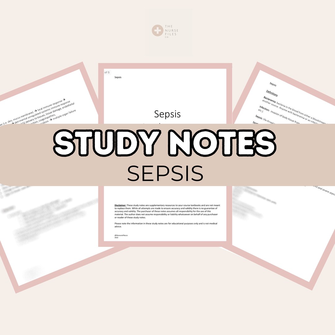 Sepsis Study Notes | Nursing Study Notes | Nursing Study Sheet | Nclex ...