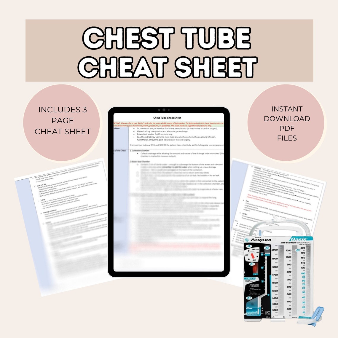 Chest Tube Cheat Sheet | Chest Tubes - Etsy