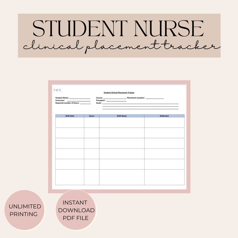 Student Clinical Placement Tracker | Healthcare Student | Nursing ...