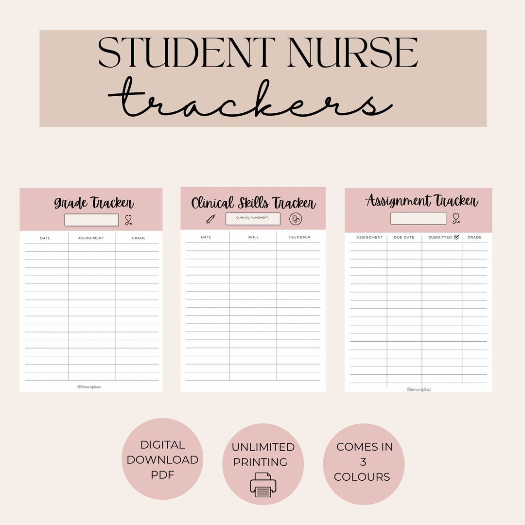 Student Nurse Tracker Bundle Nursing Student Assignment - Etsy