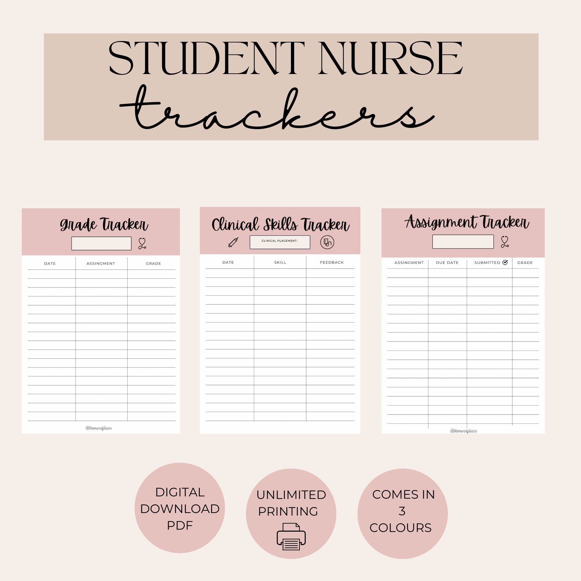 Student Nurse Tracker Bundle Nursing Student Assignment - Etsy