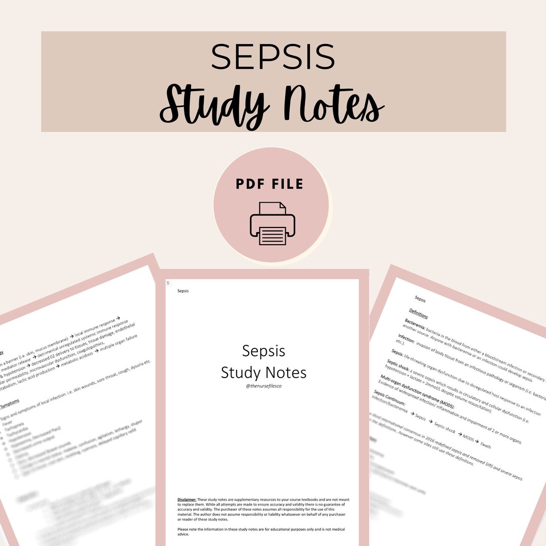 Sepsis Study Notes Nursing Study Notes Nursing Study Sheet - Etsy Canada