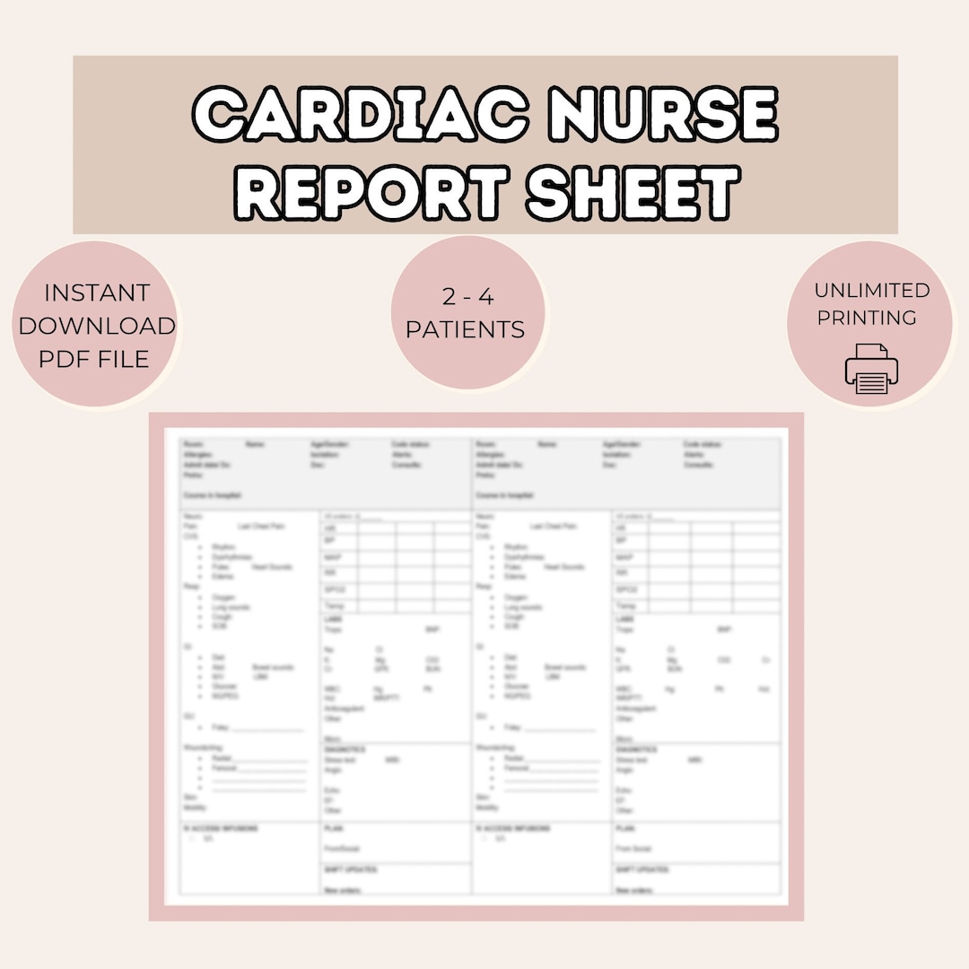 Cardiac Nurse Template Cardiac Nurse Report Sheet Cardiac Nurse ...