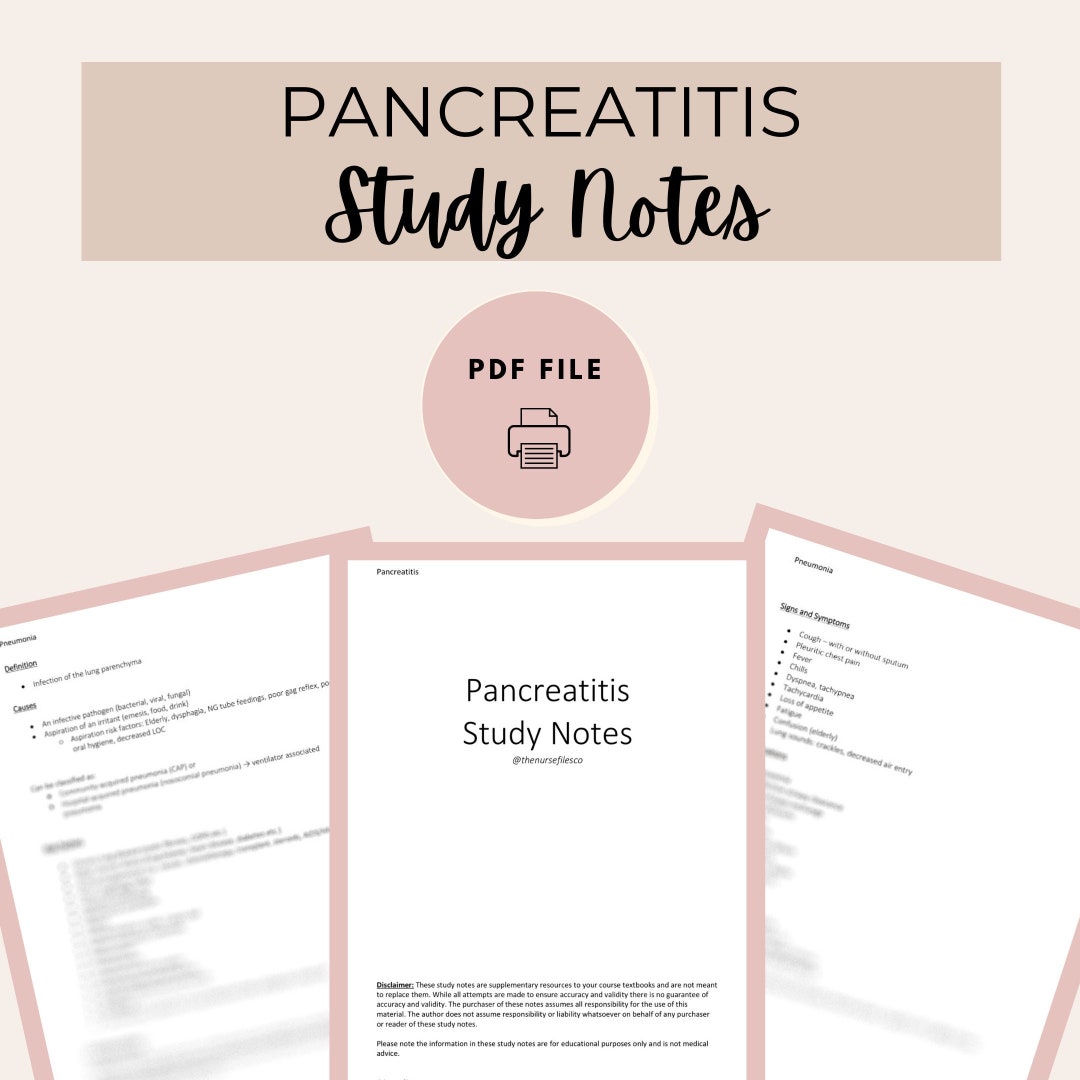Nurse Study Notes: Acute Pancreatitis Nurse Study Sheet - Etsy