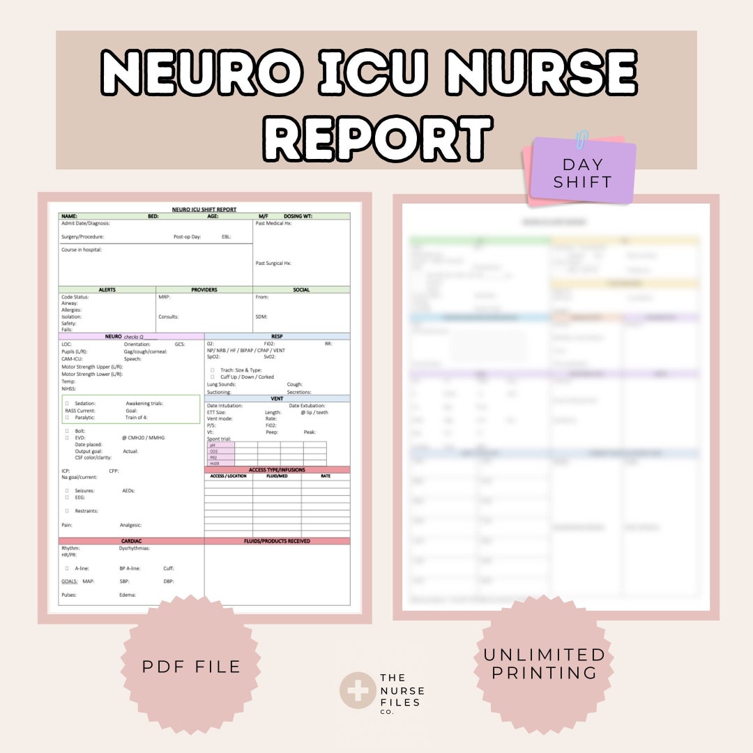 Neuro ICU Nurse Report Day Shift | Neuro Nursing | Neuro ICU Nursing - Etsy