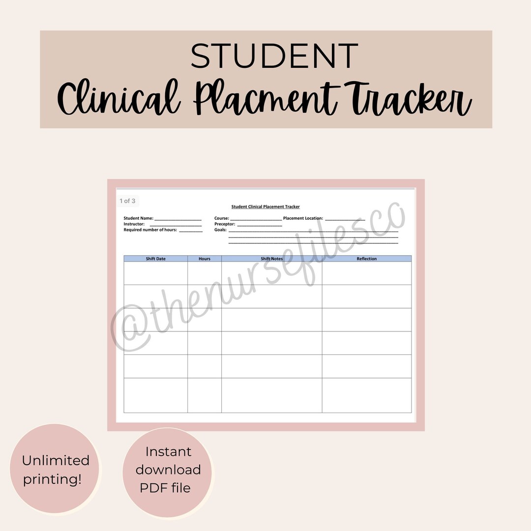 Student Clinical Placement Tracker Healthcare Student - Etsy