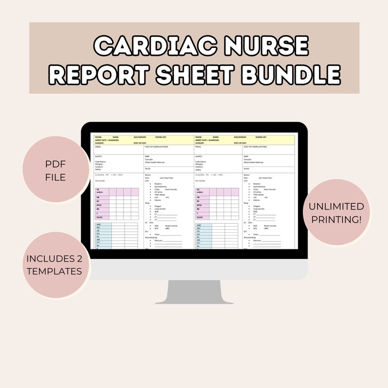 Cardiac Nurse Report Bundle | Cardiology Nurse | Cardiac Surgery Nurse ...