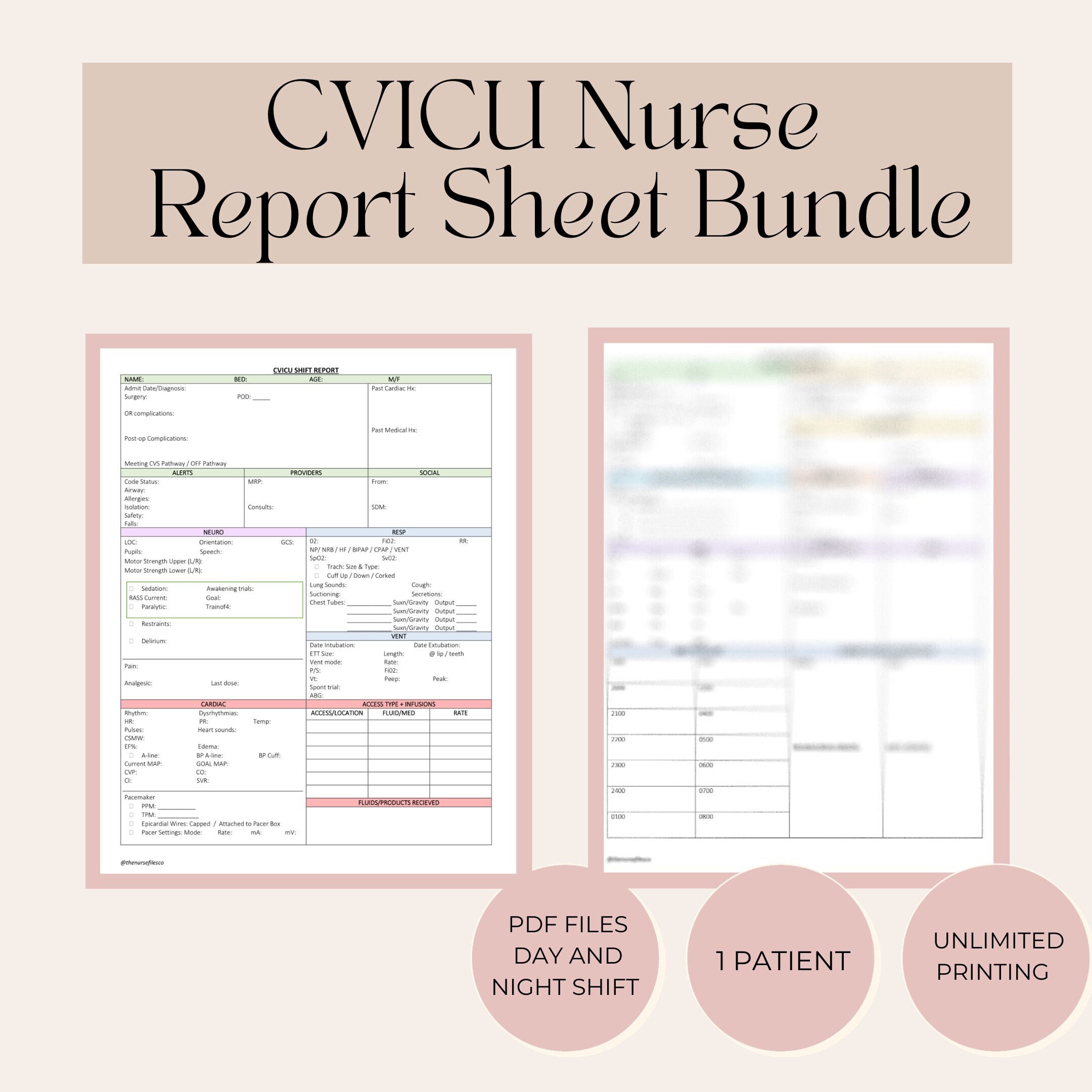 CVICU Cardiac Surgery Nurse Report Sheets Bundle CVICU - Etsy