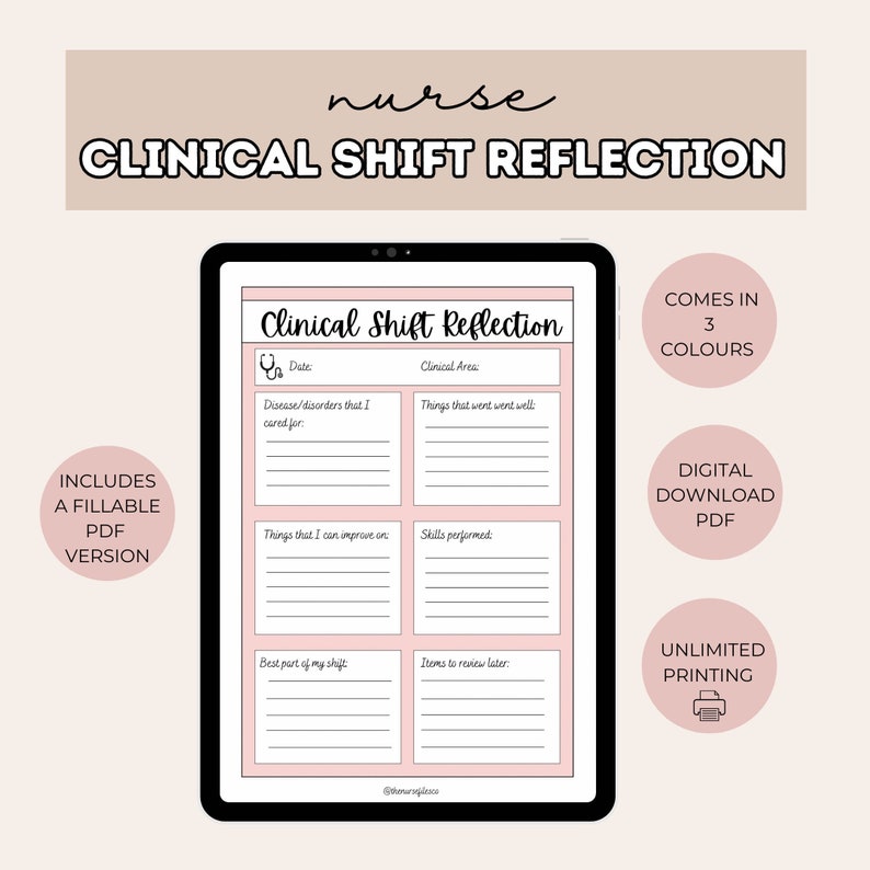 Nurse Clinical Shift Reflection Template | Nurse Reflection | Nursing ...