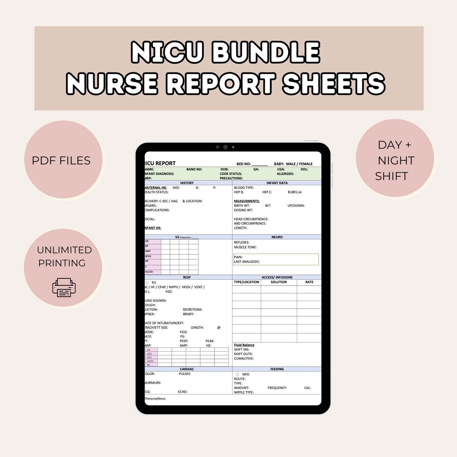 NICU Nurse Report Sheets Bundle | NICU Nurse Report Templates | NICU ...