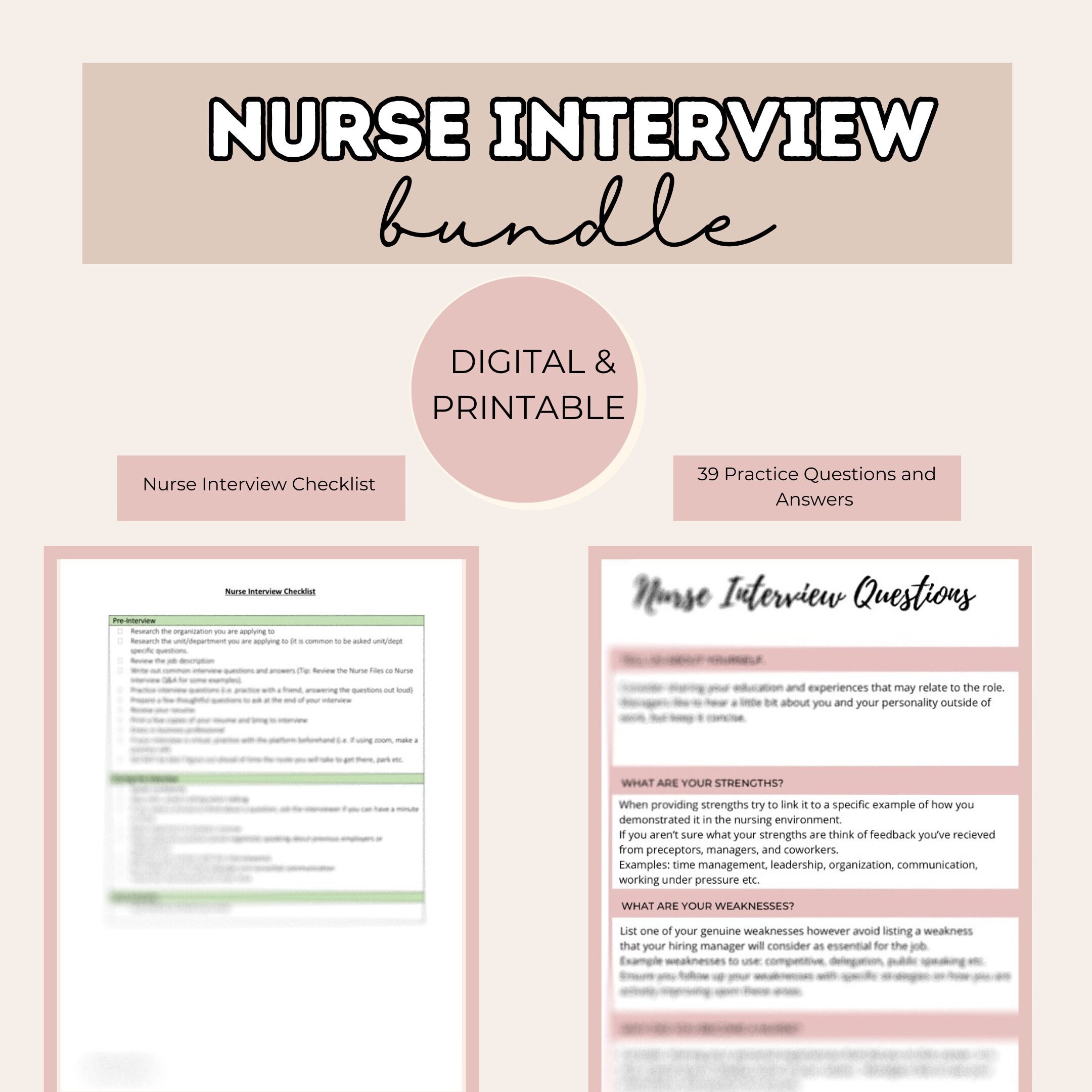 Nurse Interview Bundle - Etsy