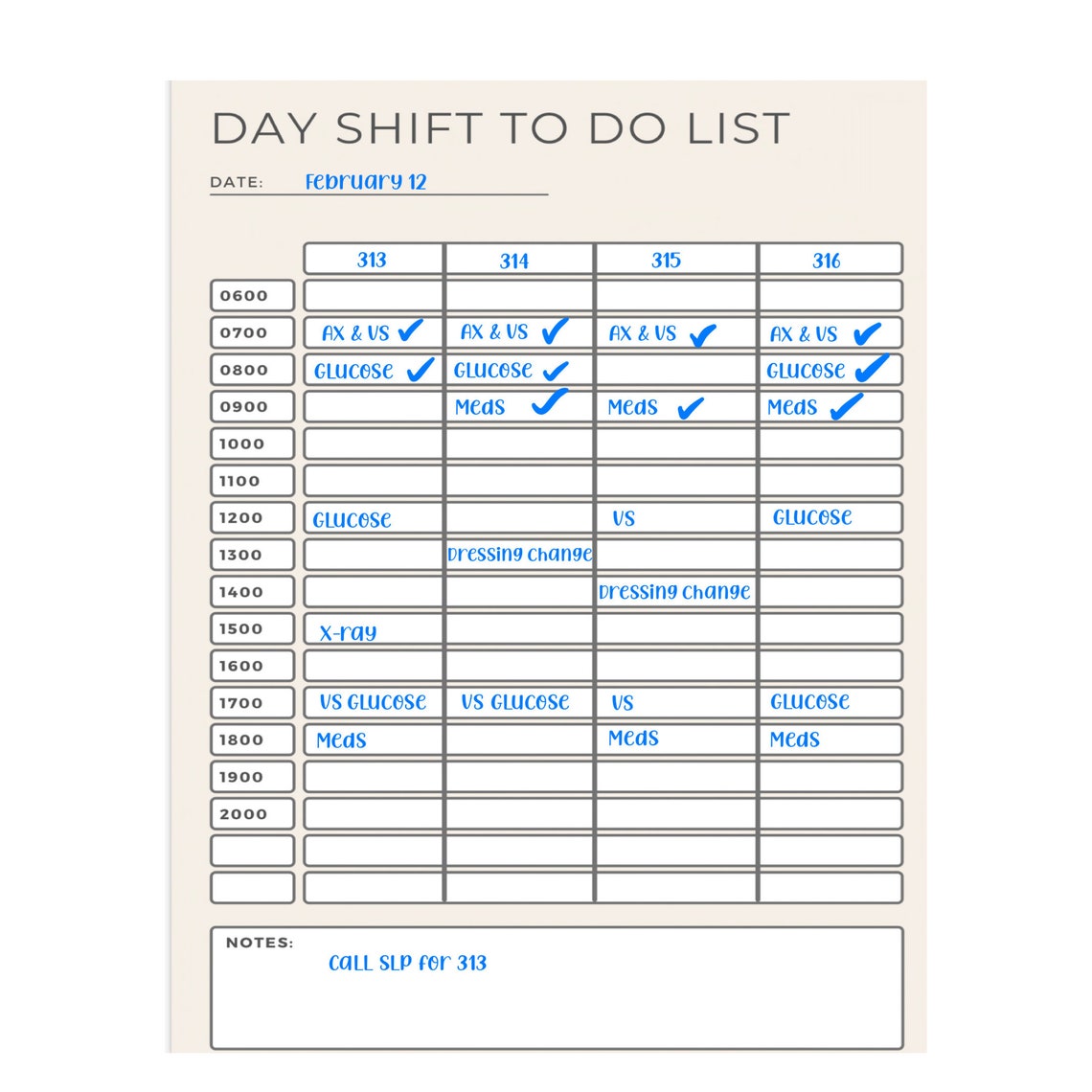 Nurse Hourly to Do List Schedule | Nurse Timeline Organizer | Nurse ...