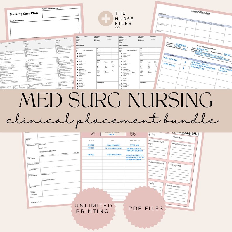 Clinical Placement Bundle Med Surg Nursing Nursing Student - Etsy