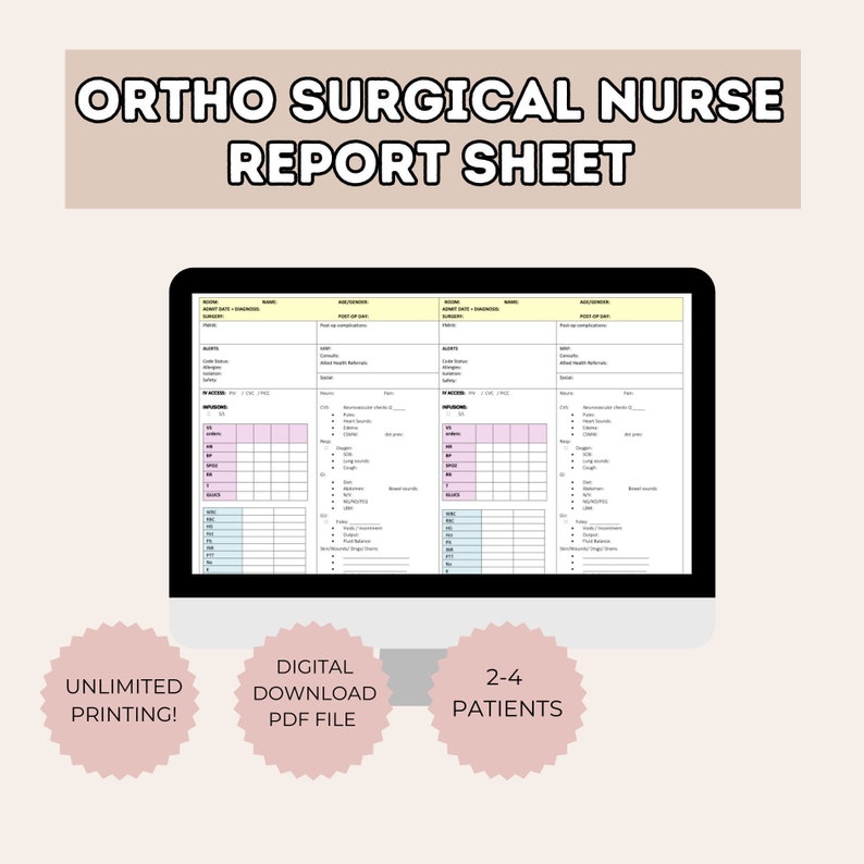 Ortho Surgical Nurse Report | Orthopedic Nurse - Etsy