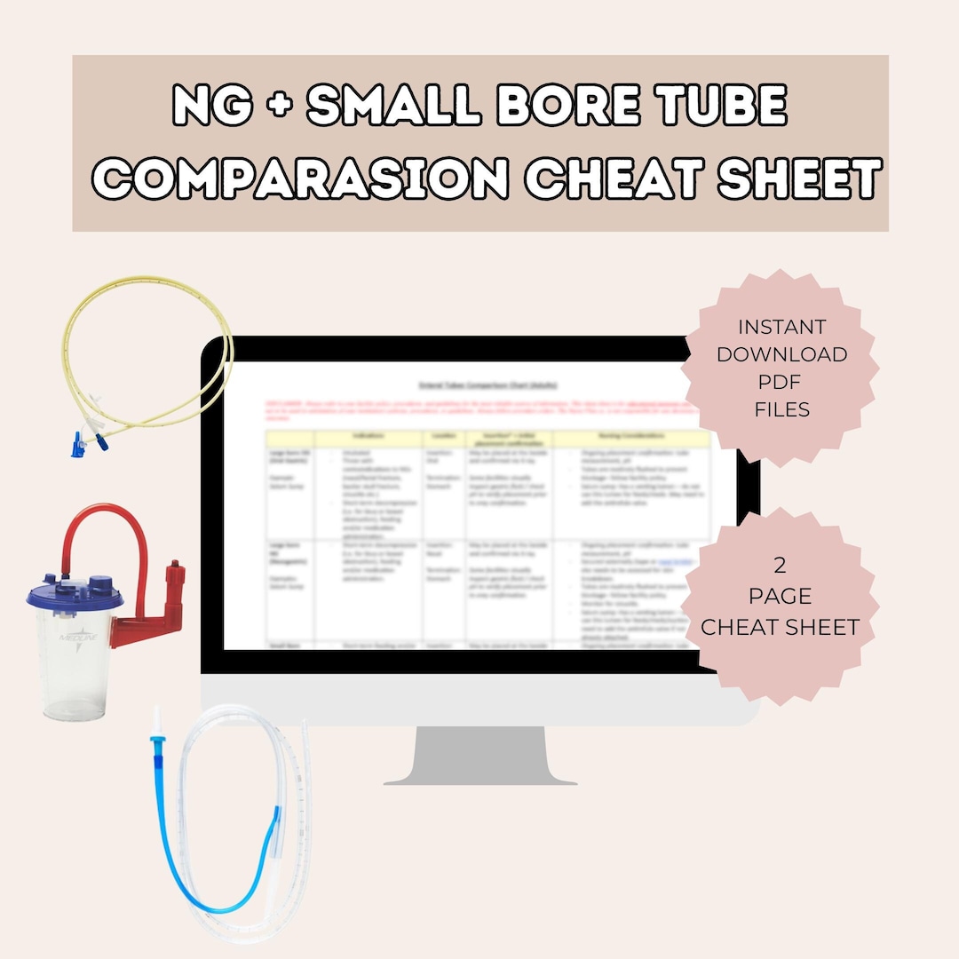 NG and Small Bore Tube Cheat Sheet | NG Tubes Cheat Sheet - Etsy