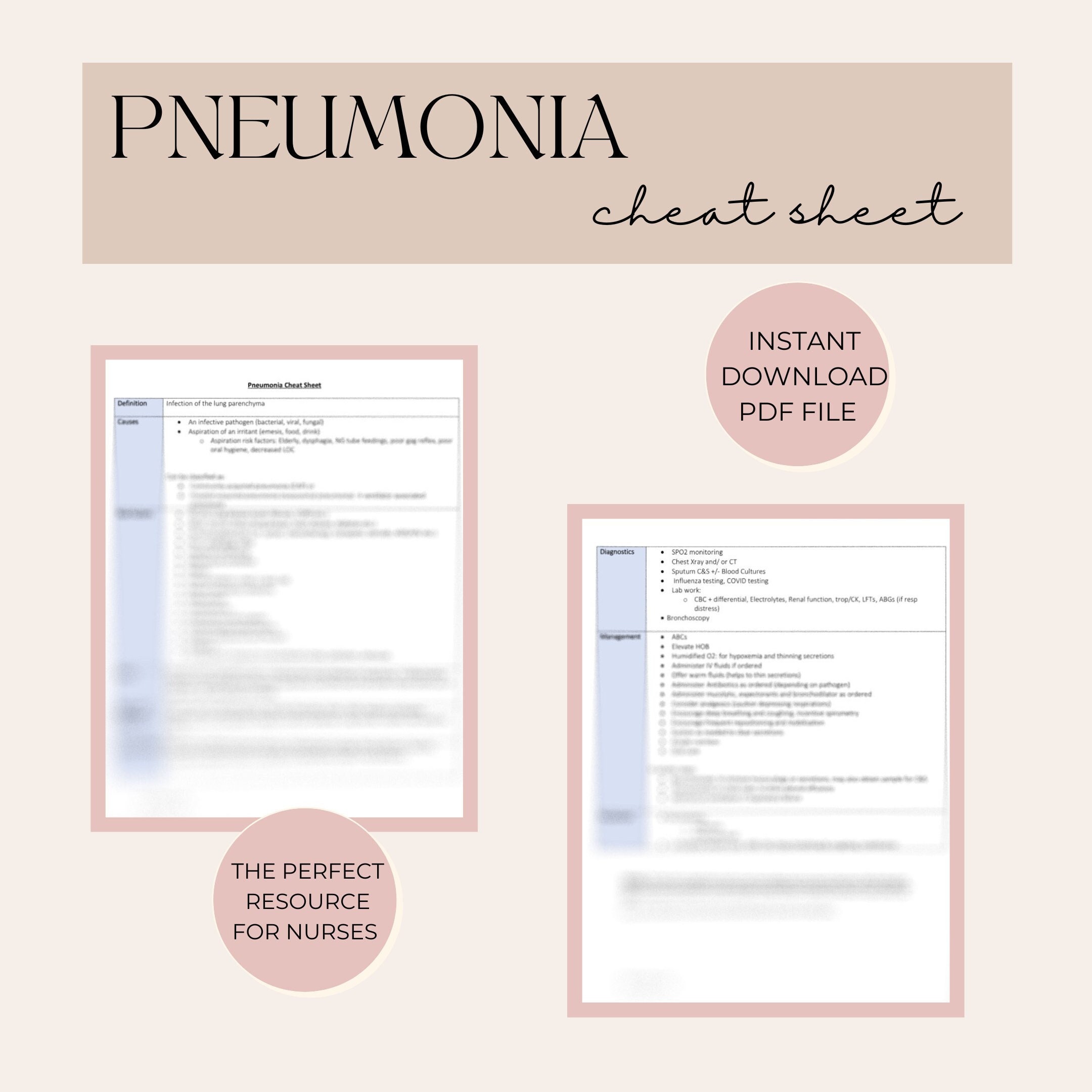 Pneumonia Cheat Sheet Pneumonia Study Notes Nurse Study - Etsy Canada