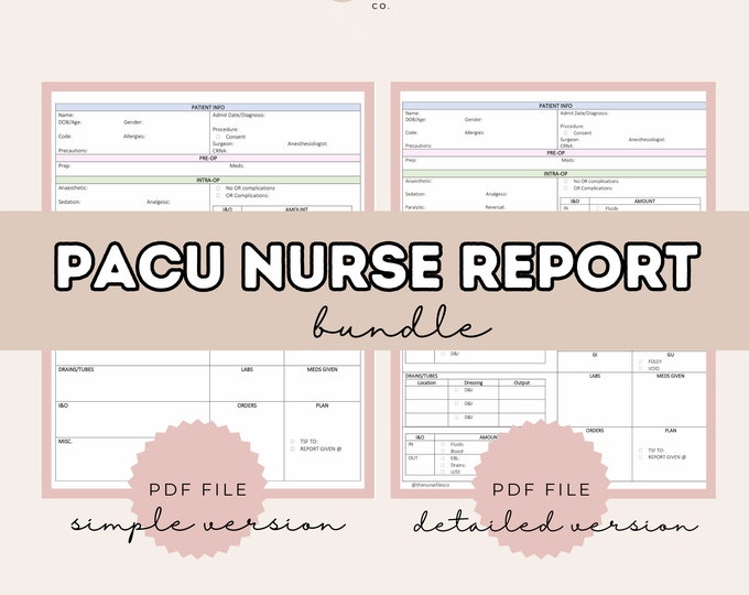 PACU Nurse Report Sheet - Etsy