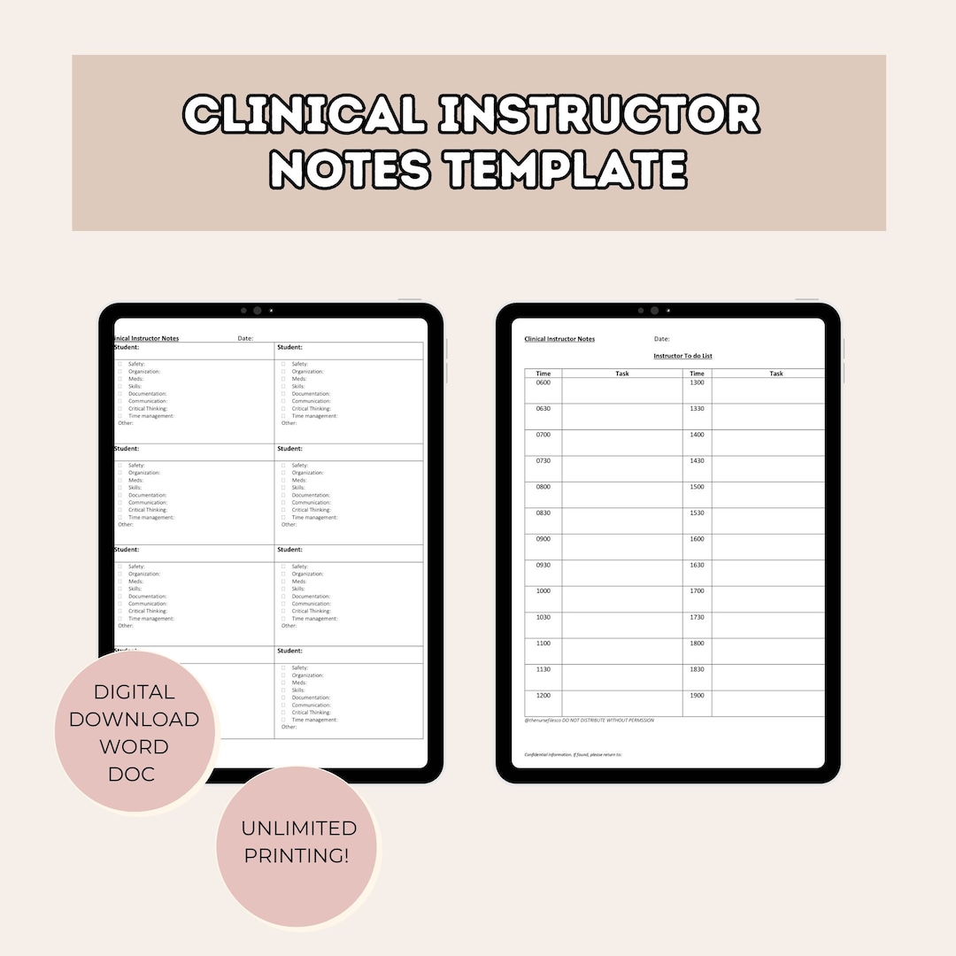 Nurse Clinical Instructor Notes Template | Clinical Instructor Notes - Etsy