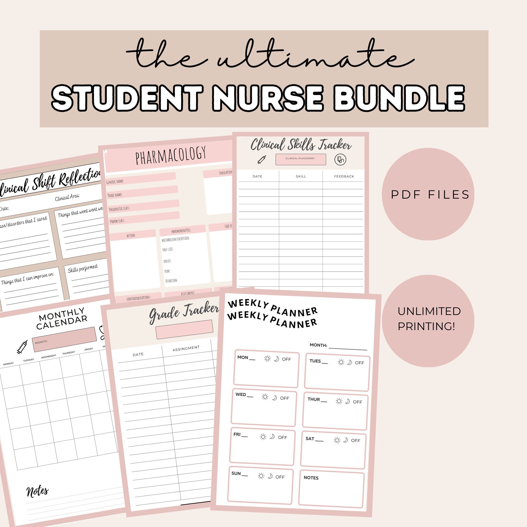 Student Nurse Bundle | Nursing School Bundle | NCLEX Study Sheets - Etsy