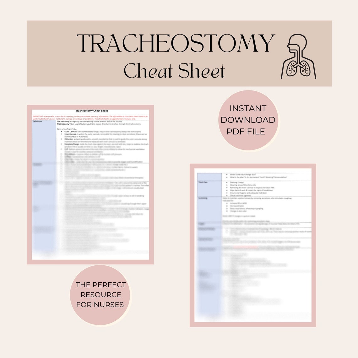 Tracheostomy Cheat Sheet Tracheostomy Nursing - Etsy Canada