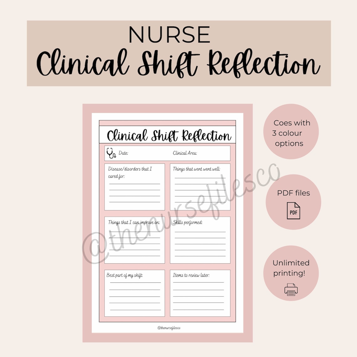Nurse Clinical Shift Reflection Template Nurse Reflection | Etsy