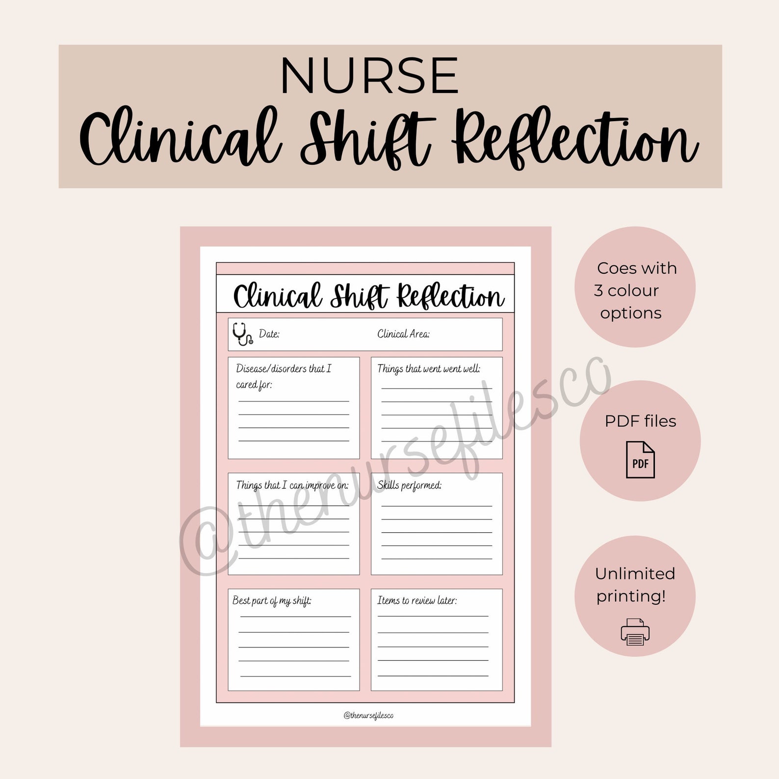 Nurse Clinical Shift Reflection Template Nurse Reflection | Etsy