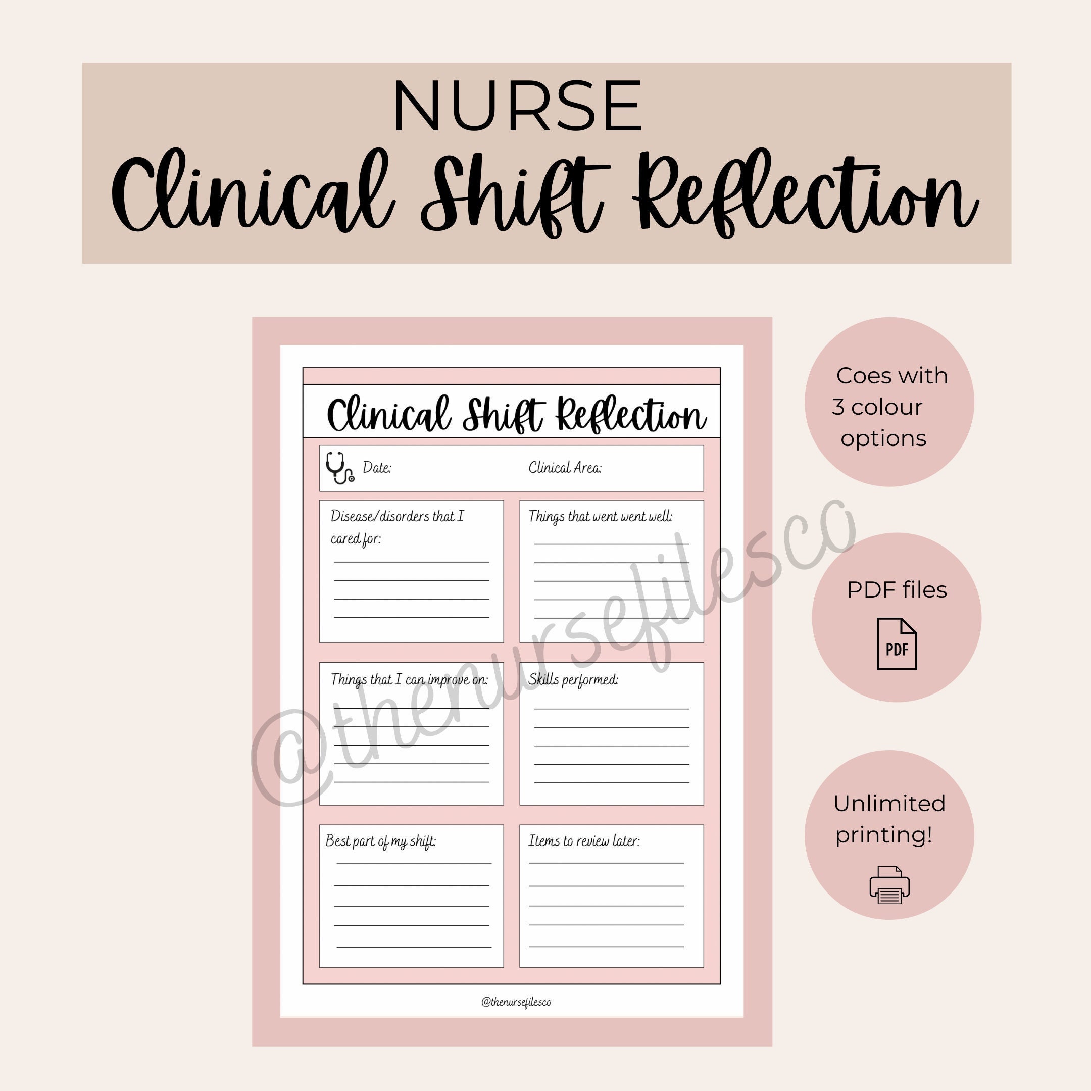 Nurse Clinical Shift Reflection Template Nurse Reflection | Etsy UK