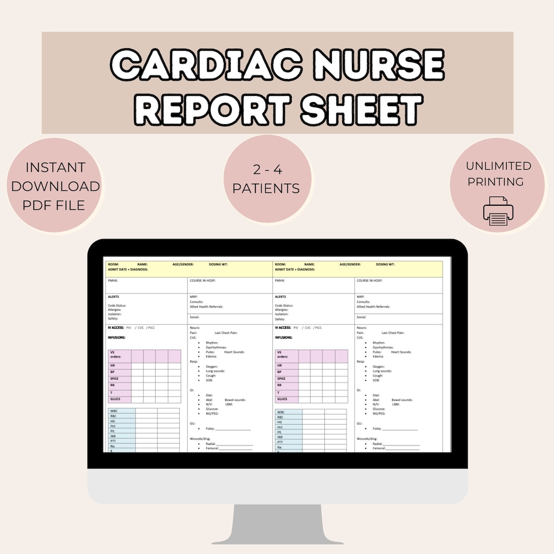 Cardiac Nurse Template | Cardiac Nurse Report Sheet | Cardiac Nurse ...