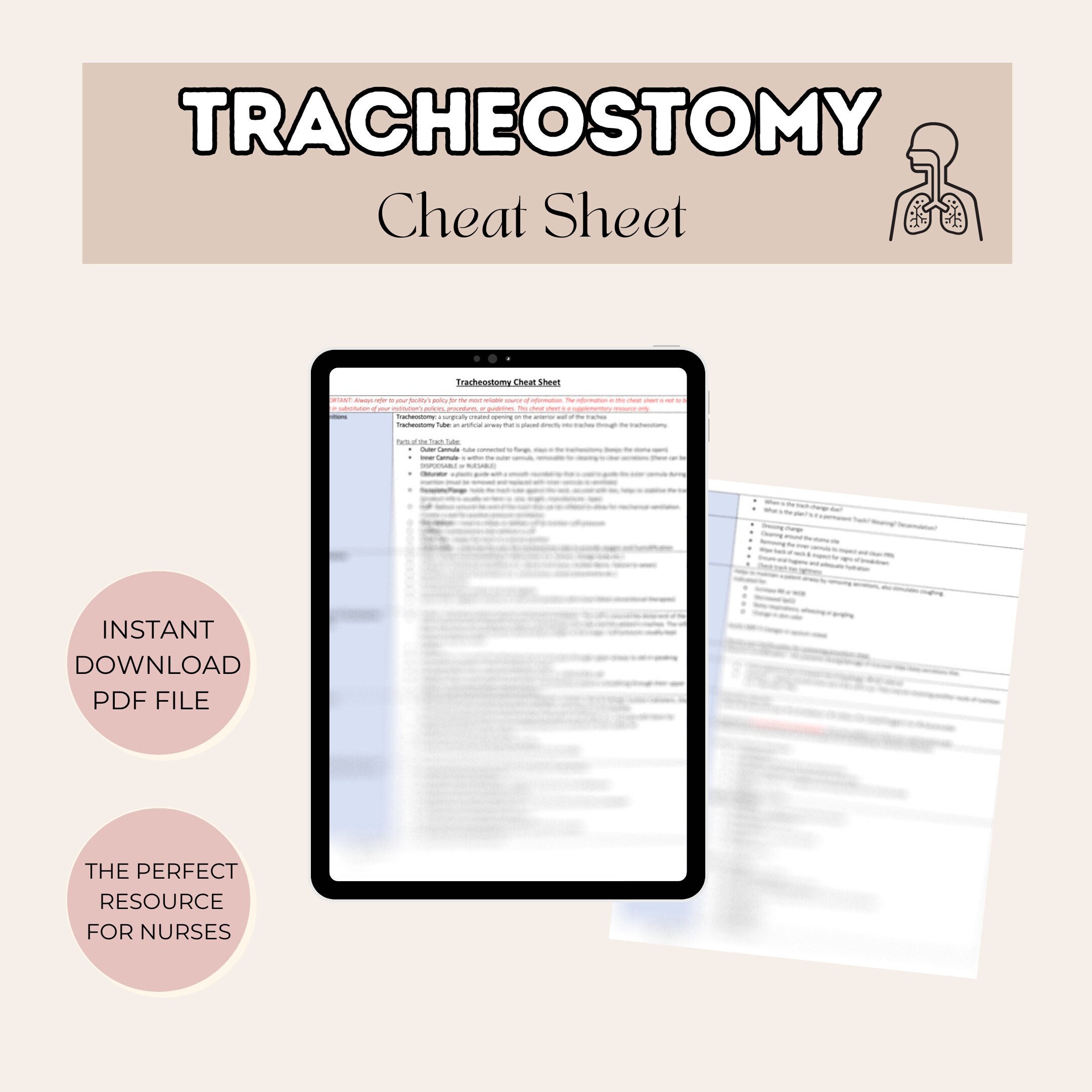 Tracheostomy Cheat Sheet Tracheostomy Nursing - Etsy Australia
