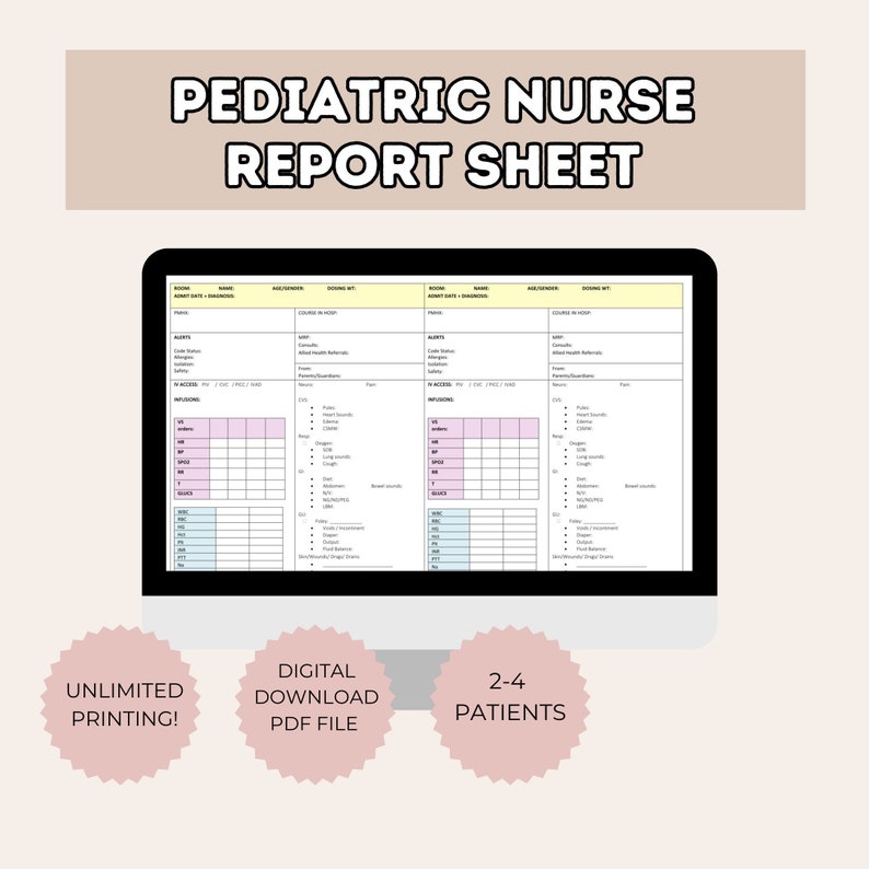Pediatric Nurse Shift Report Cheat Sheet - Etsy