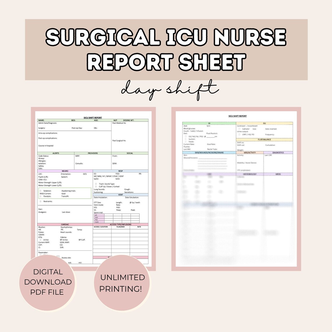 Surgical ICU Nurse Report | SICU Nurse Report Sheet | Surgical ICU ...