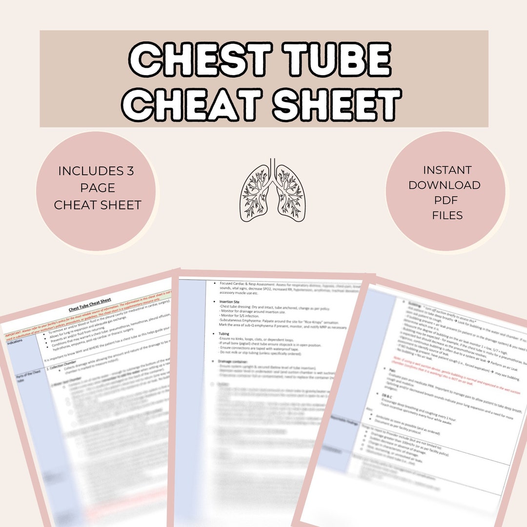 Chest Tube Cheat Sheet Chest Tubes - Etsy