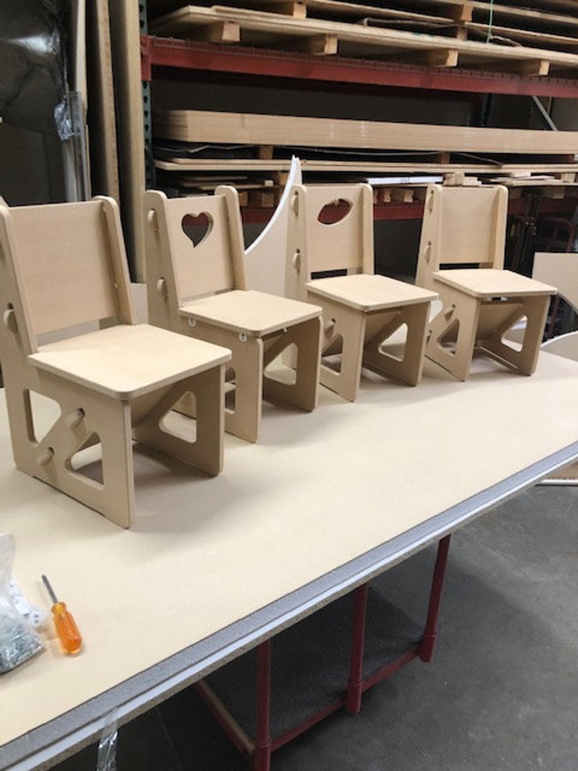 Two 5ft Kids Curvy Plywood Tables Gift Connectable Party Furniture for ...