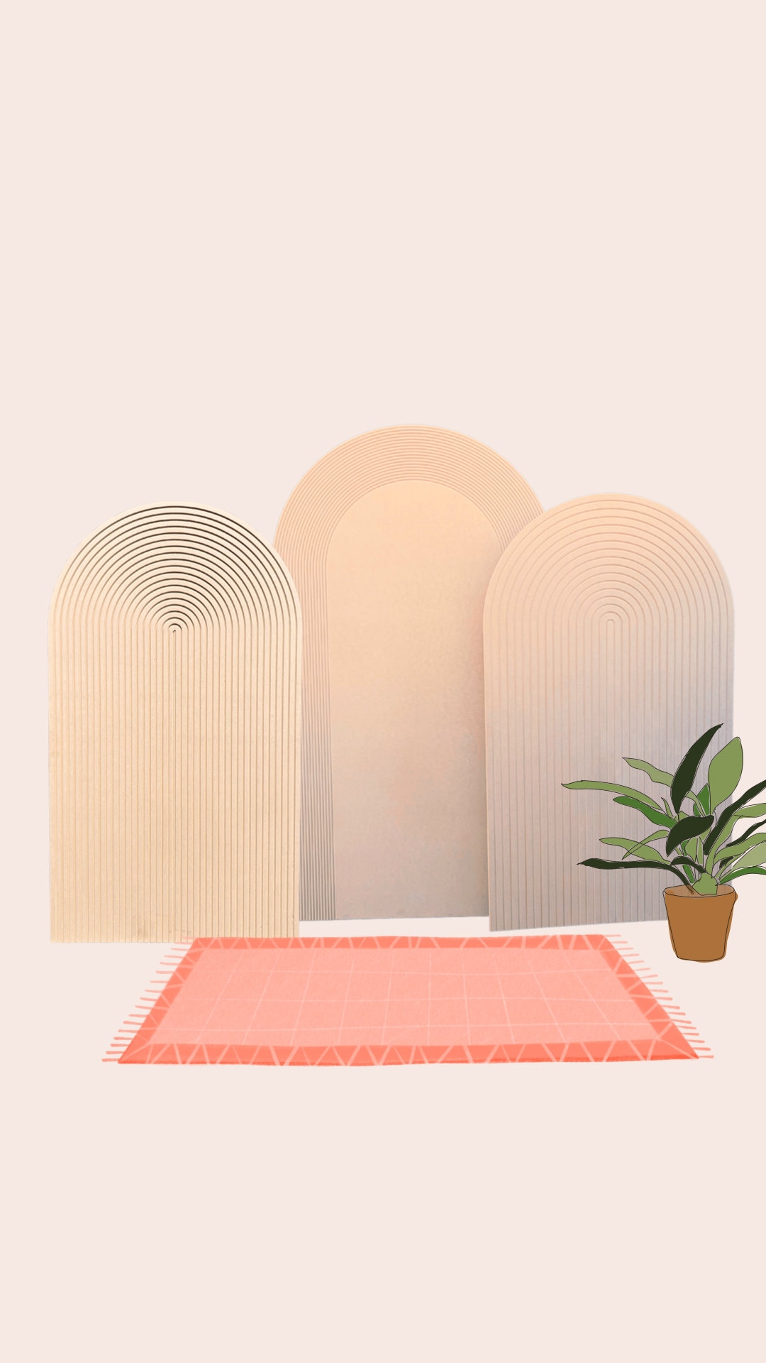 3 Piece Backdrop Arch Set, 4'x7' Arch With 9in Bead Detail, Two 4'x6 ...