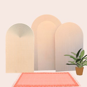 3 Piece Backdrop Arch Set, 4'x7' Arch With 9in Bead Detail, Two 4'x6 ...