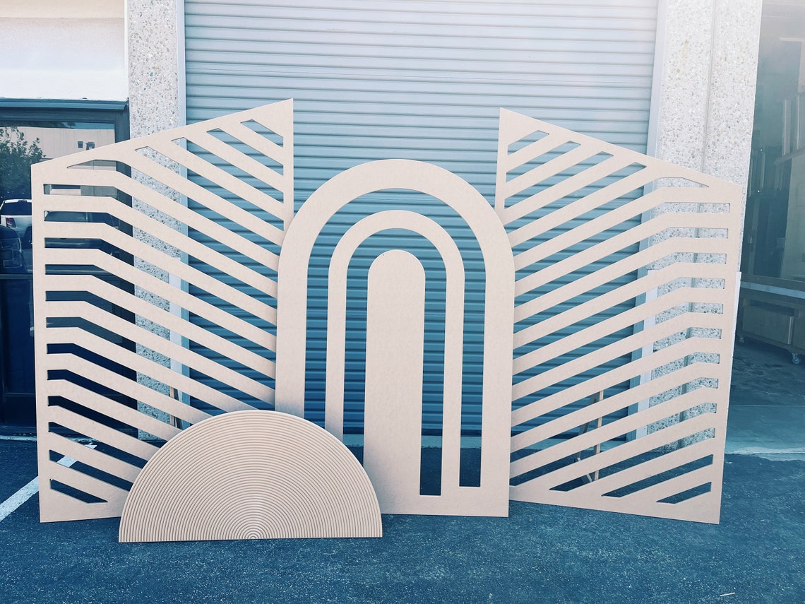 Wood Arch Backdrop Set Angled Slat Walls 4'x7' and - Etsy