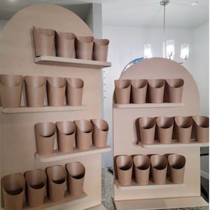 Set of 3 Tabletop Shelving Displays - Wood MDF - Removable Shelves and ...