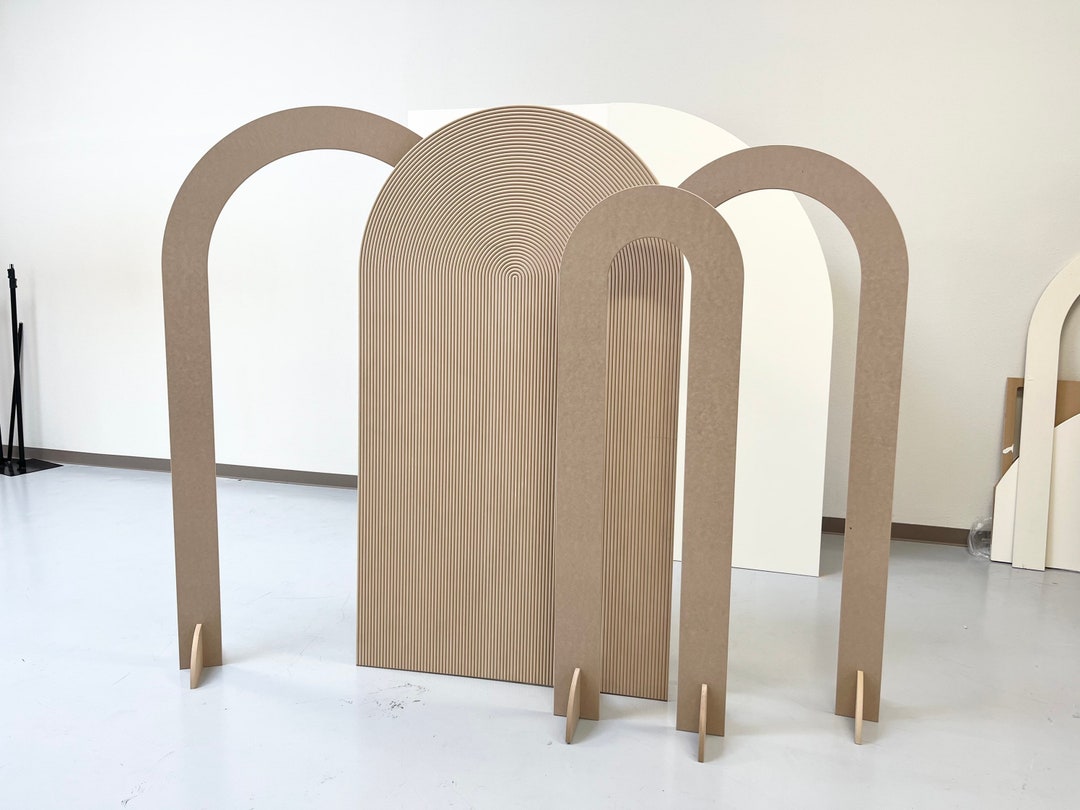 Wood Rainbow Round Arch Backdrop Set - 4’x7’ Full Beaded Arch, Open Arch Bands - Balloon ...